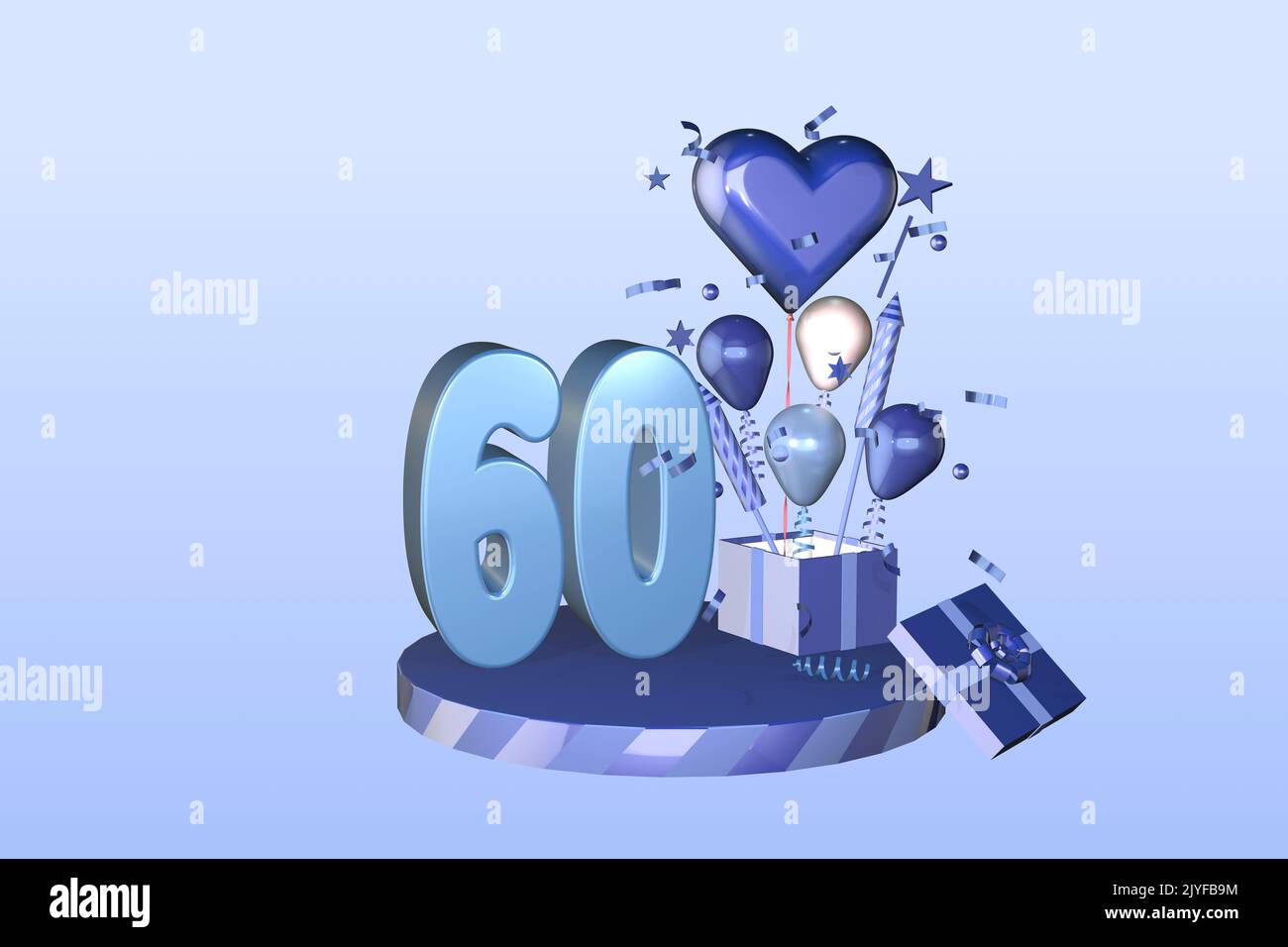 3D gerendertes Display geeignet für 60 60. Geburtstag oder sechzig ...