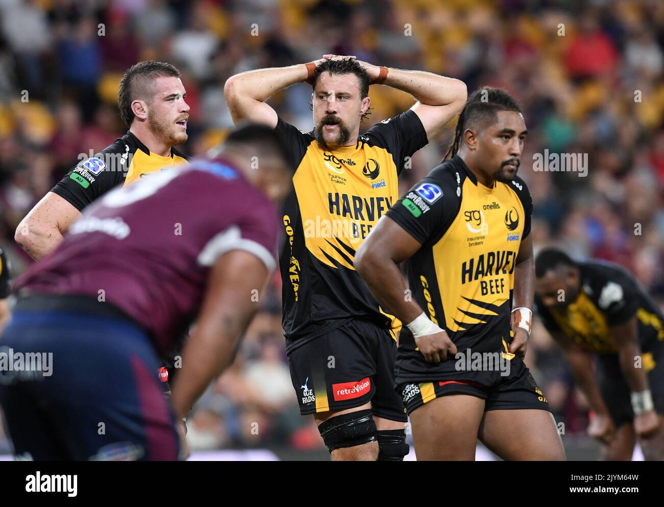 Die Force-Spieler Feleti Kaitu’U (rechts), Jeremy Thrush (Mitte) und ...
