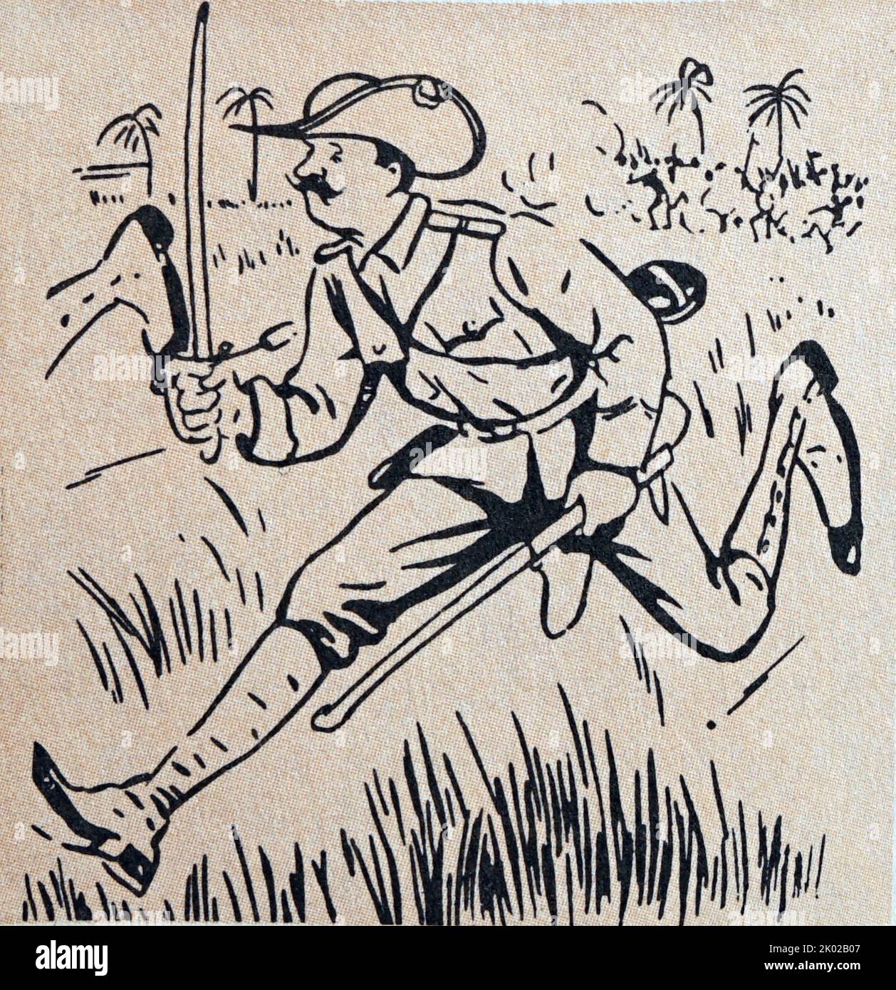 Der deutsche Kaiser Wilhelm II. Flieht vor afrikanischen Rebellen ... Der deutsche Kaiser Wilhelm II. Flieht vor afrikanischen Rebellen ...