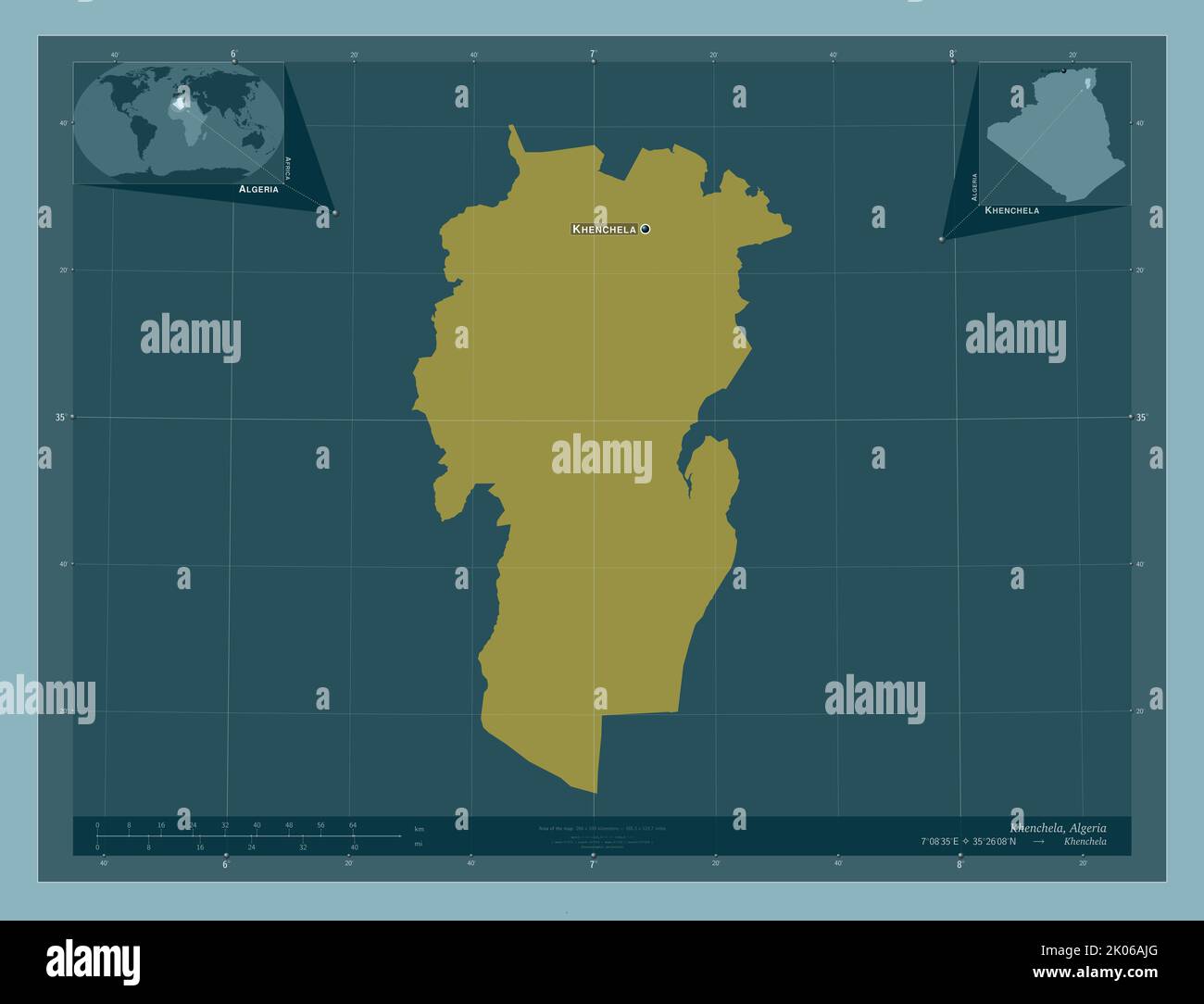 Khenchela, Provinz Algerien. Einfarbige Form. Orte und Namen der ...