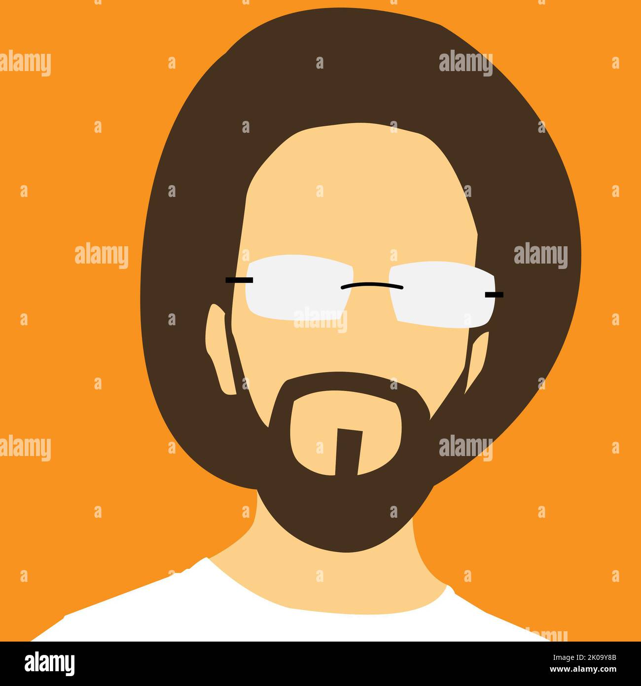 Ein Typ mit Afro-Frisur und Brille, 70er-Vibes, cooler Typ mit Brille ...