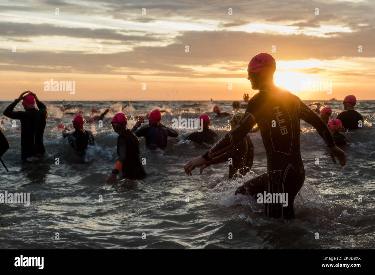 TENBY, GROSSBRITANNIEN. 11. September 2022. Ironman Wales Swim Start ...