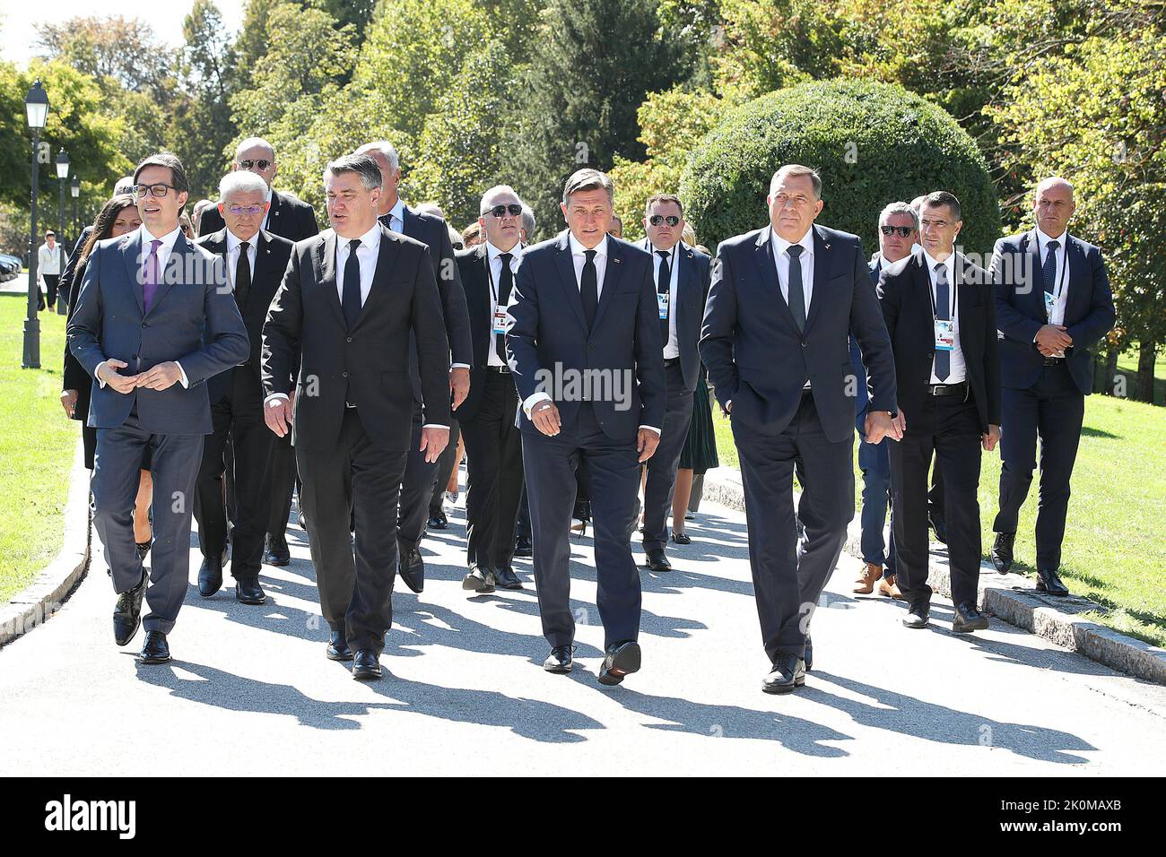 Kranja, Slowenien 12. September 2022. Der Präsident von Nord-Mazedonien ...