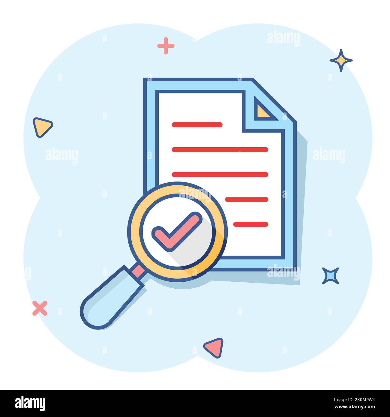 Kontrolle Dokument Plan-symbol im Comic Stil. Erklärung Review vektor ...