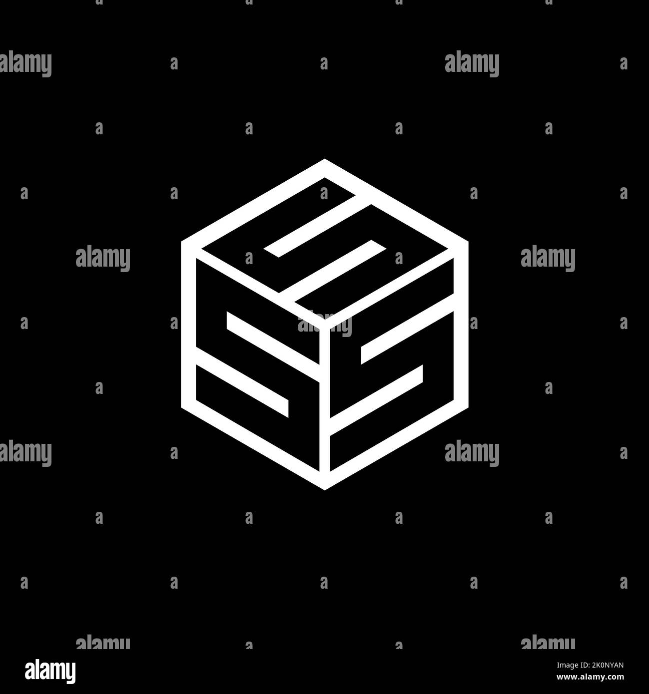 SSS Buchstaben Logo-Design mit schwarzem Hintergrund in Illustrator ...