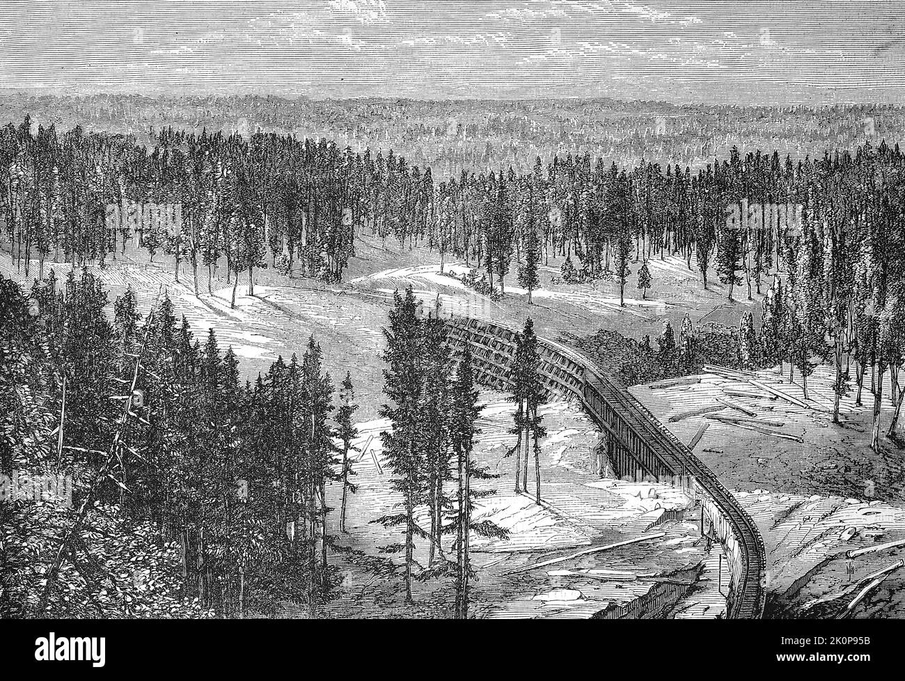 Die pazifische Eisenbahn, die Long-Ravinbrücke, 1869, Amerika / The ...