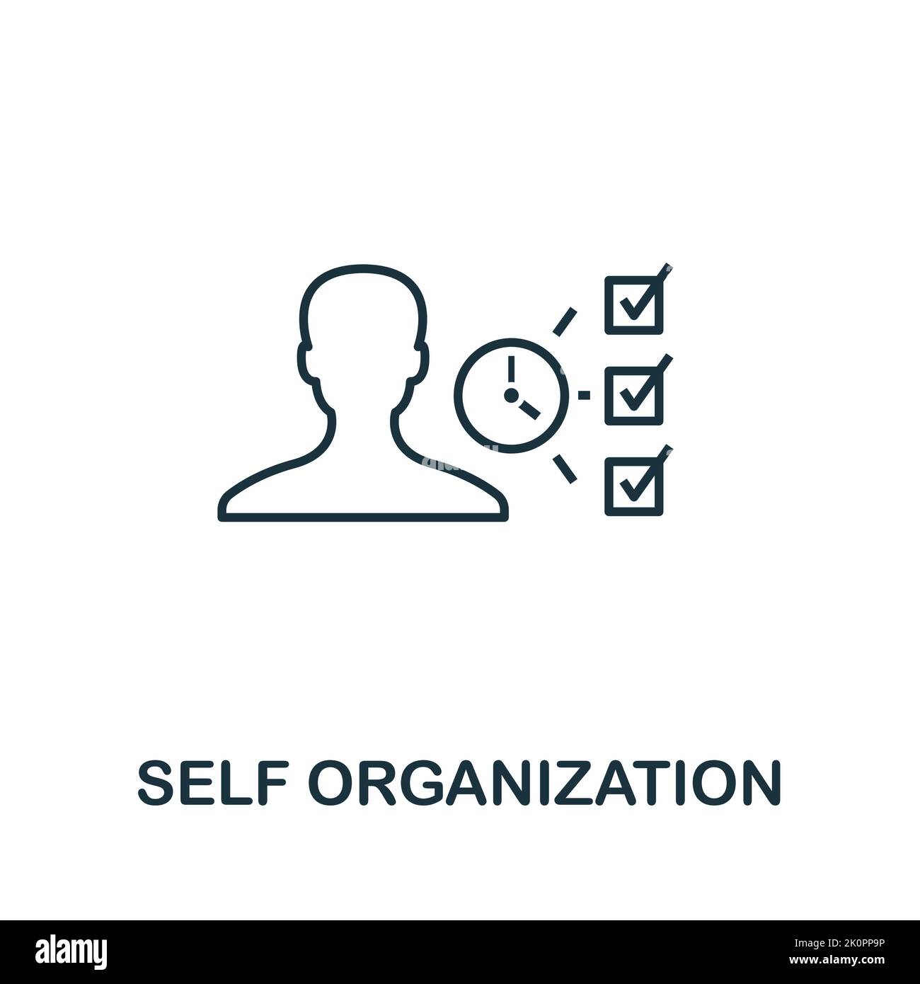 Symbol „Selbstorganisation“. Einfaches Element aus der agilen ...