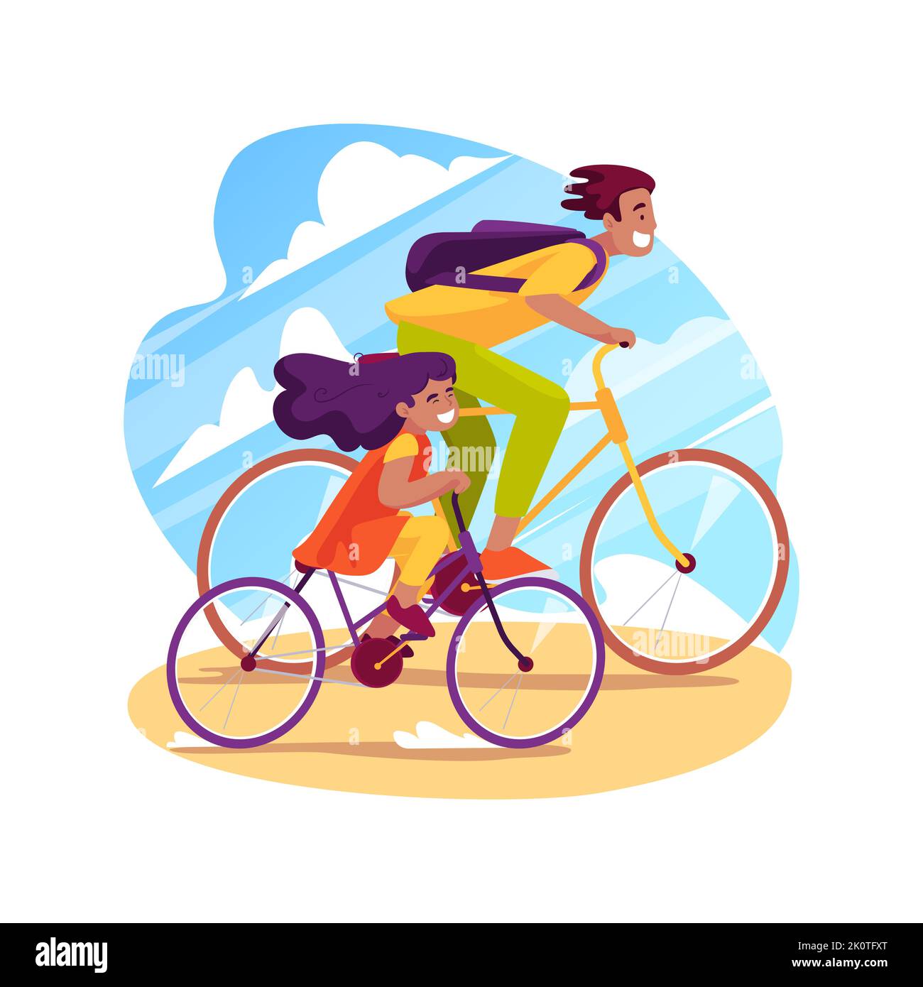 Familie Radfahren isoliert Cartoon Vektor Illustration Stock ...