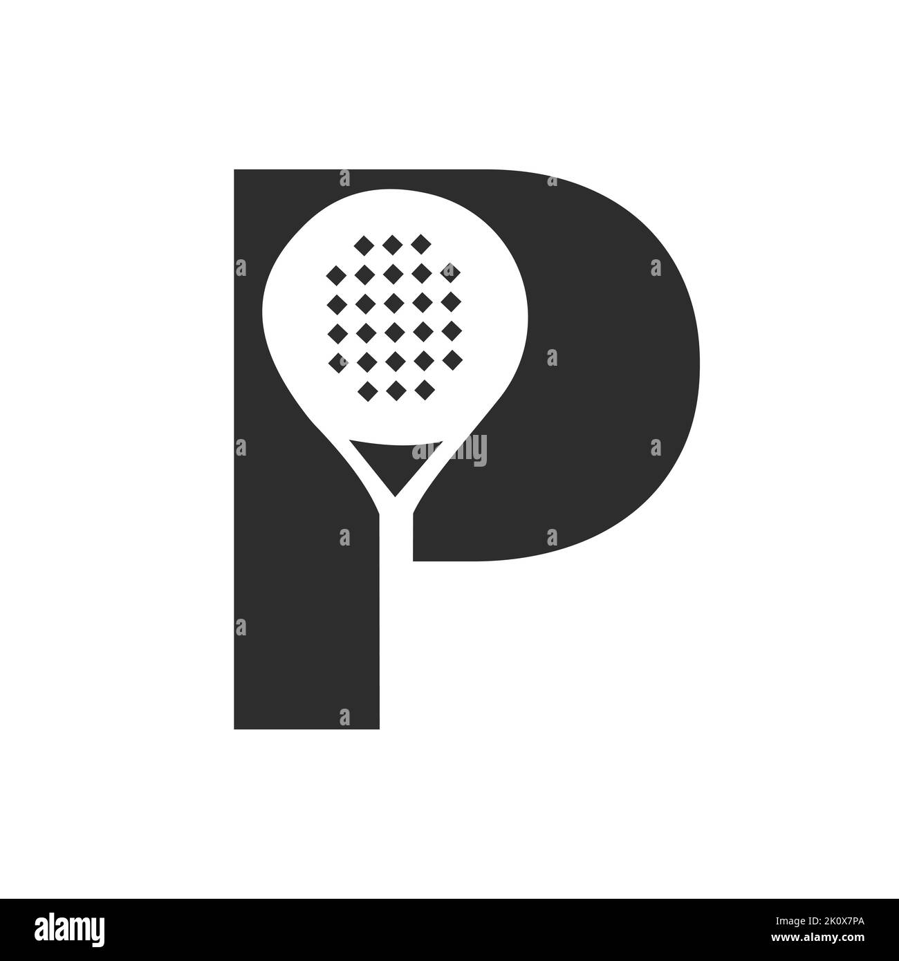 Vektorvorlage für das Logo des P Padel Racket Design. Beach Table ...
