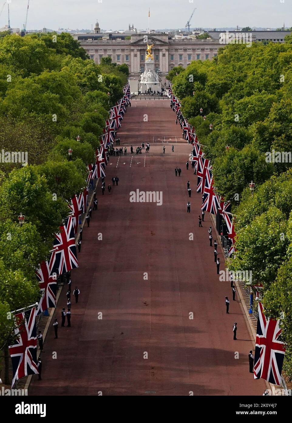 Vor der feierlichen Prozession des Sarges von Königin Elizabeth II. Vom ...