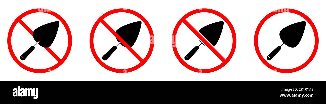 Schild mit Kelle-Verbot. Kelle ist verboten. Rote Verbotszeichen der ... Schild mit Kelle-Verbot. Kelle ist verboten. Rote Verbotszeichen der ...