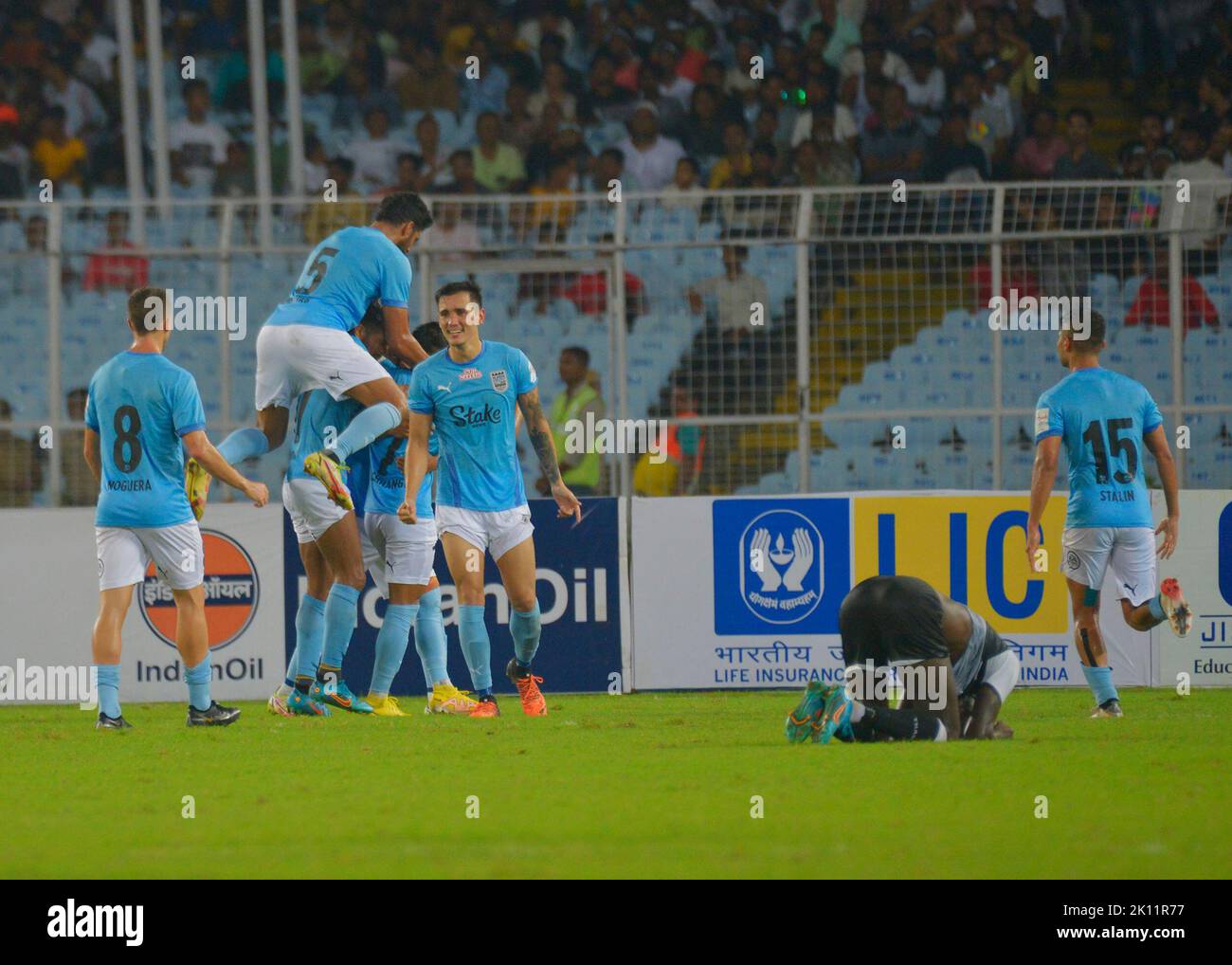 Kalkutta, Westbengalen, Indien. 14. September 2022. Mohammedan Sporting Club (Schwarz) vs Mumbai ...