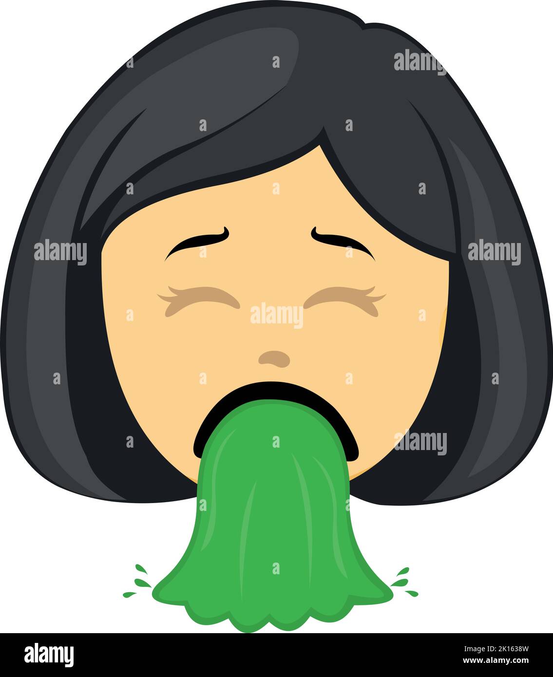 Vektor-Emoji-Illustration einer Cartoon-gelben Frau Erbrechen Stock ...