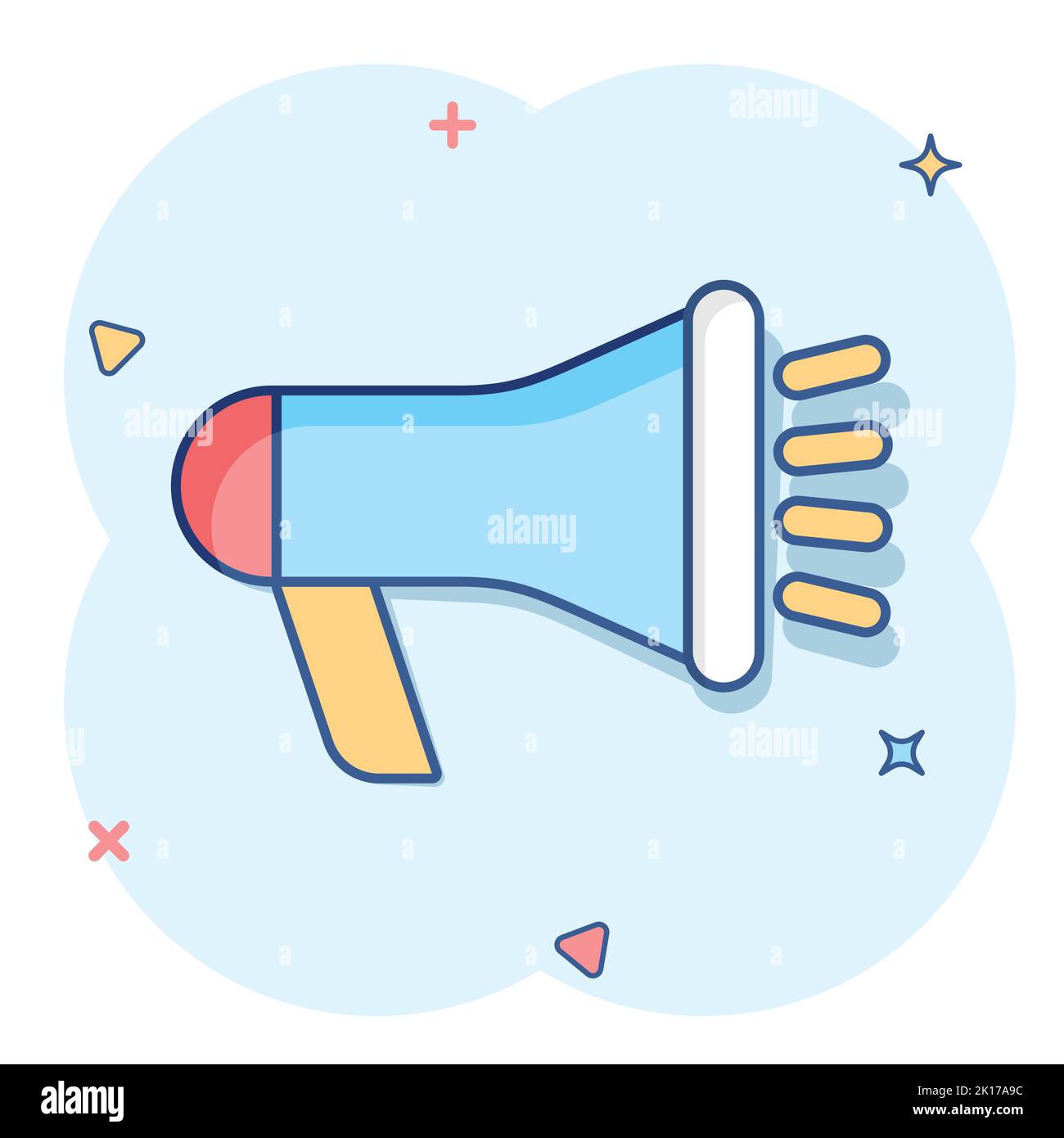 Megaphon Lautsprechersymbol im Comic-stil. Megaphon audio Ankündigung ...