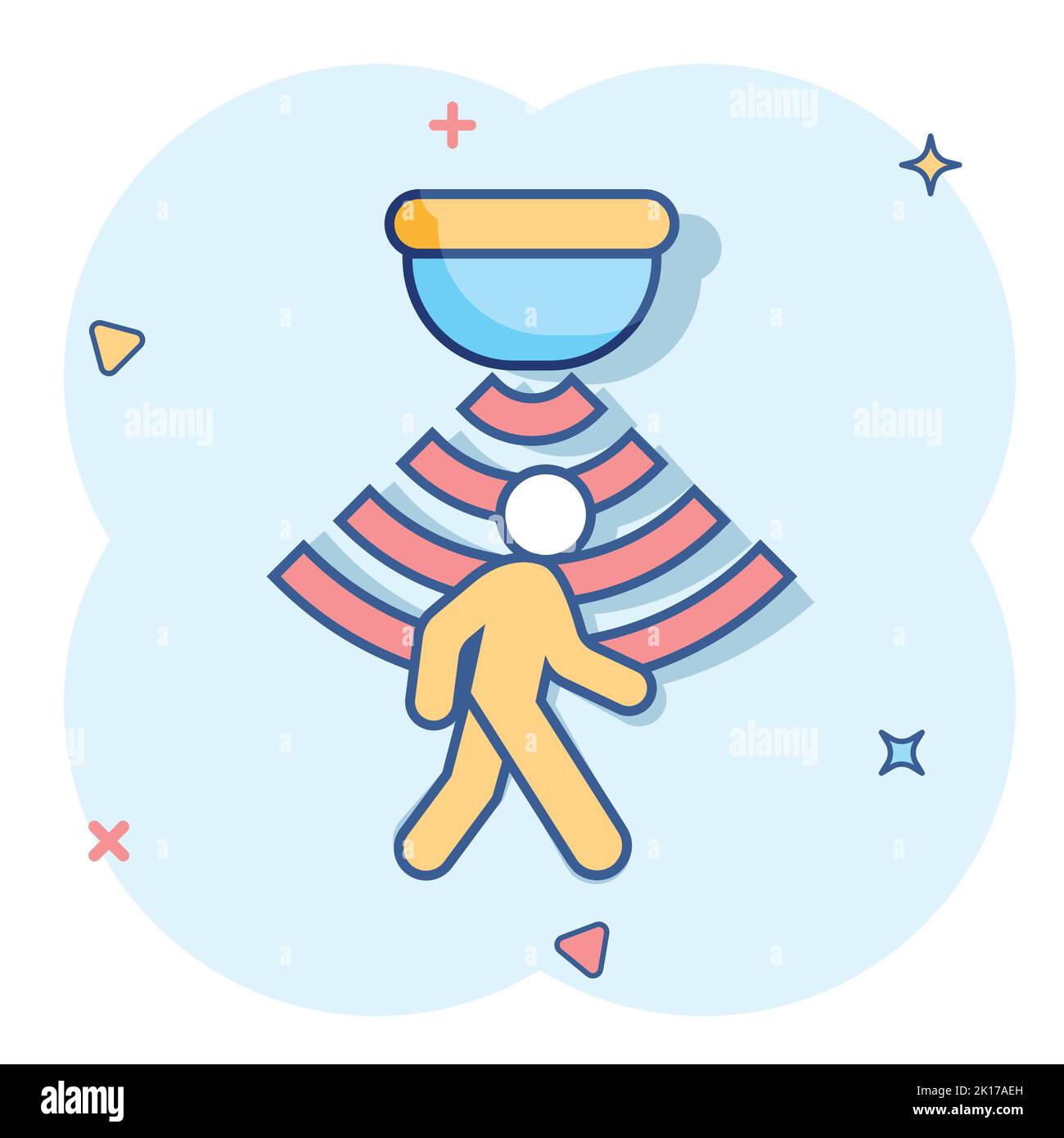 Motion Sensor Symbol im Comic-stil. Sensor Wellen mit Mann vektor ...