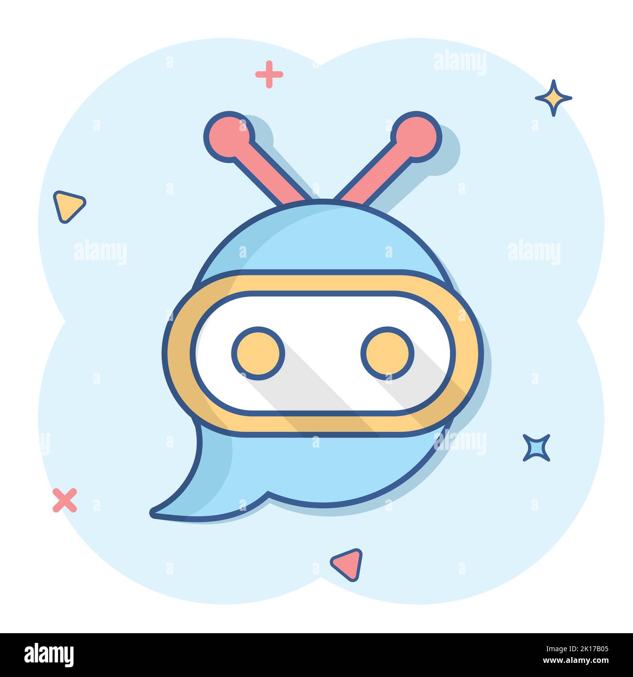 Niedliche Roboter chatbot Symbol im Comic-stil. Bot-operator Vektor ...