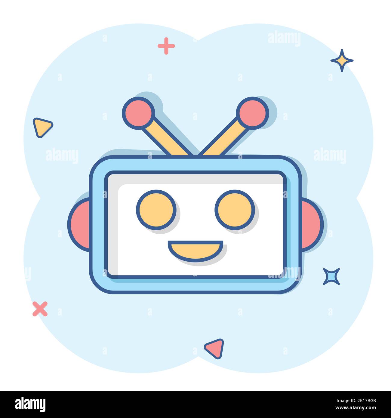 Niedliche Roboter chatbot Symbol im Comic-stil. Bot-operator Vektor ...