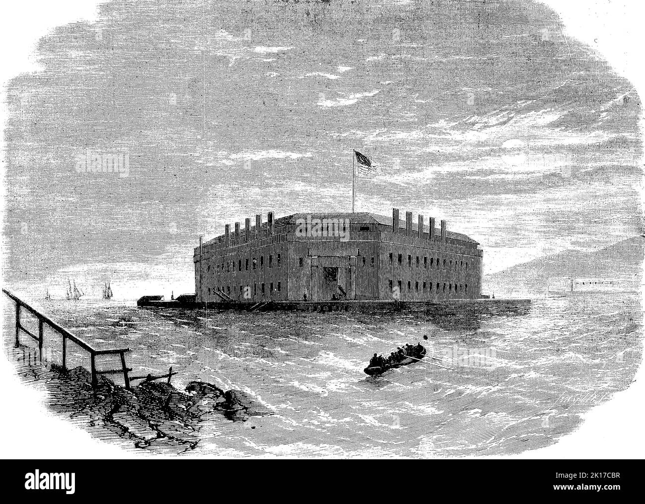 Am Rand von Brooklyn errichtete Küstenbefestigung Fort Lafayette, 1869 ...
