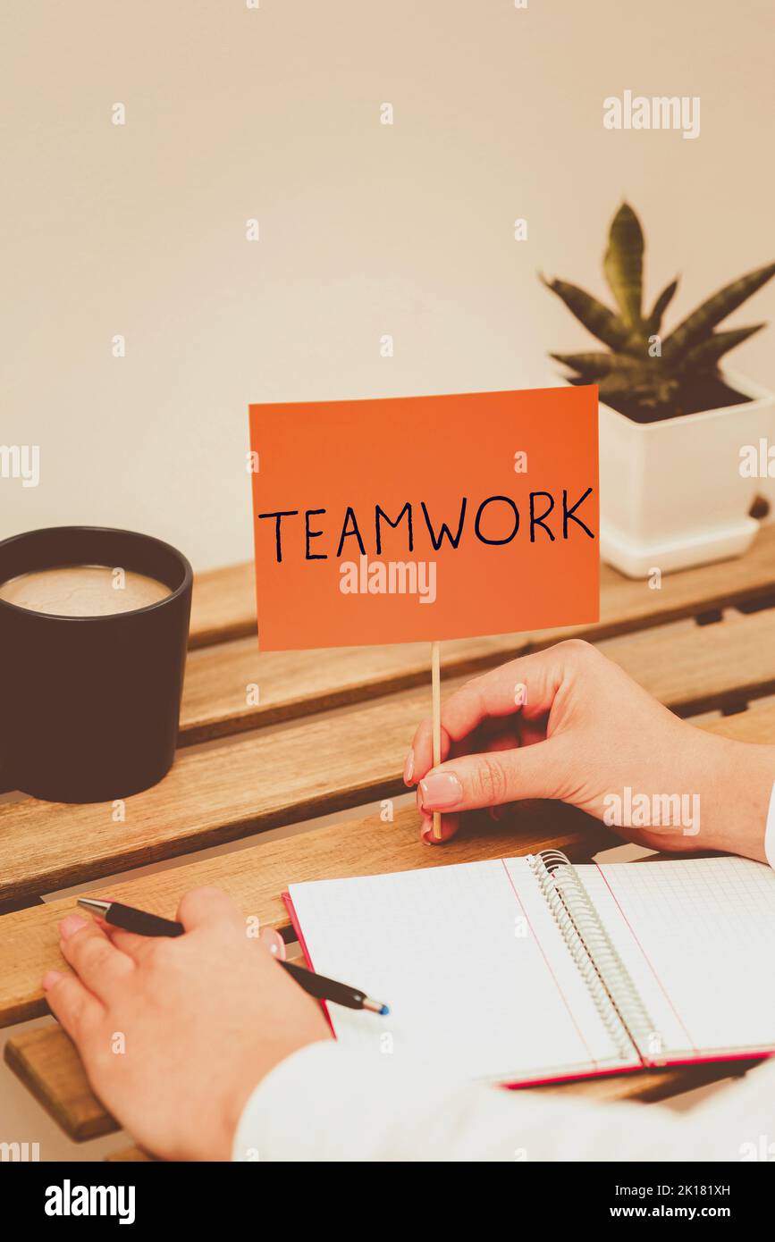 Inspiration zeigt Zeichen Teamwork. Business Approach Group zeigt, wer ...