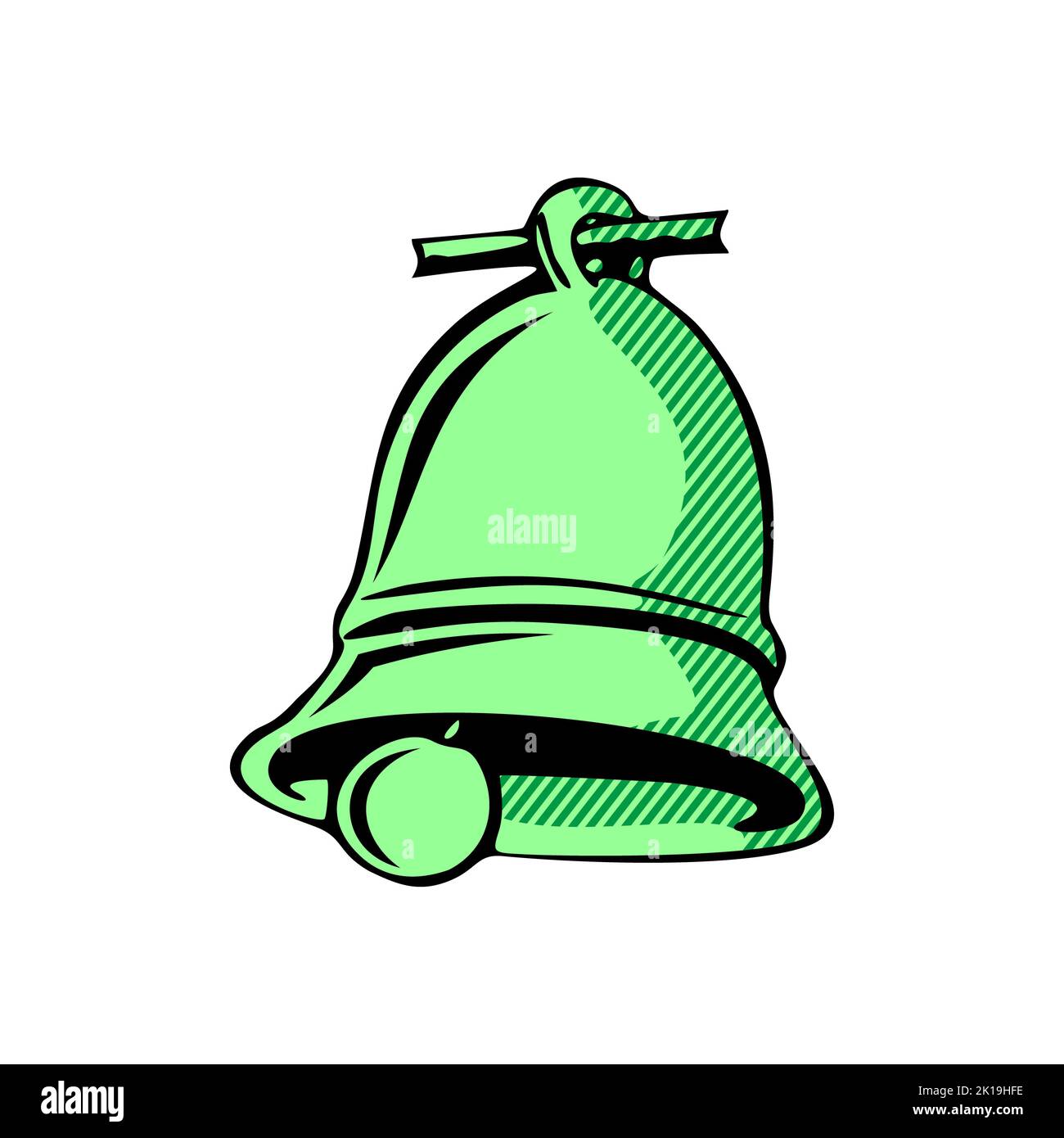 Hand Zeichnung einer Glocke auf weißem Hintergrund. Schwarz und Weiß ...