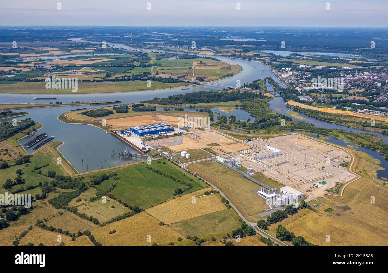 Luftaufnahme, Schwerlast Terminal Niederrhein GmbH mit Sonnendach und ...
