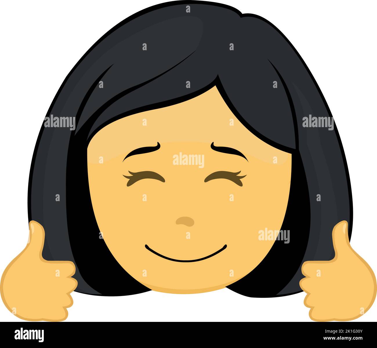 Vector Emoji Illustration einer gelben Cartoon-Frau, mit einem ...