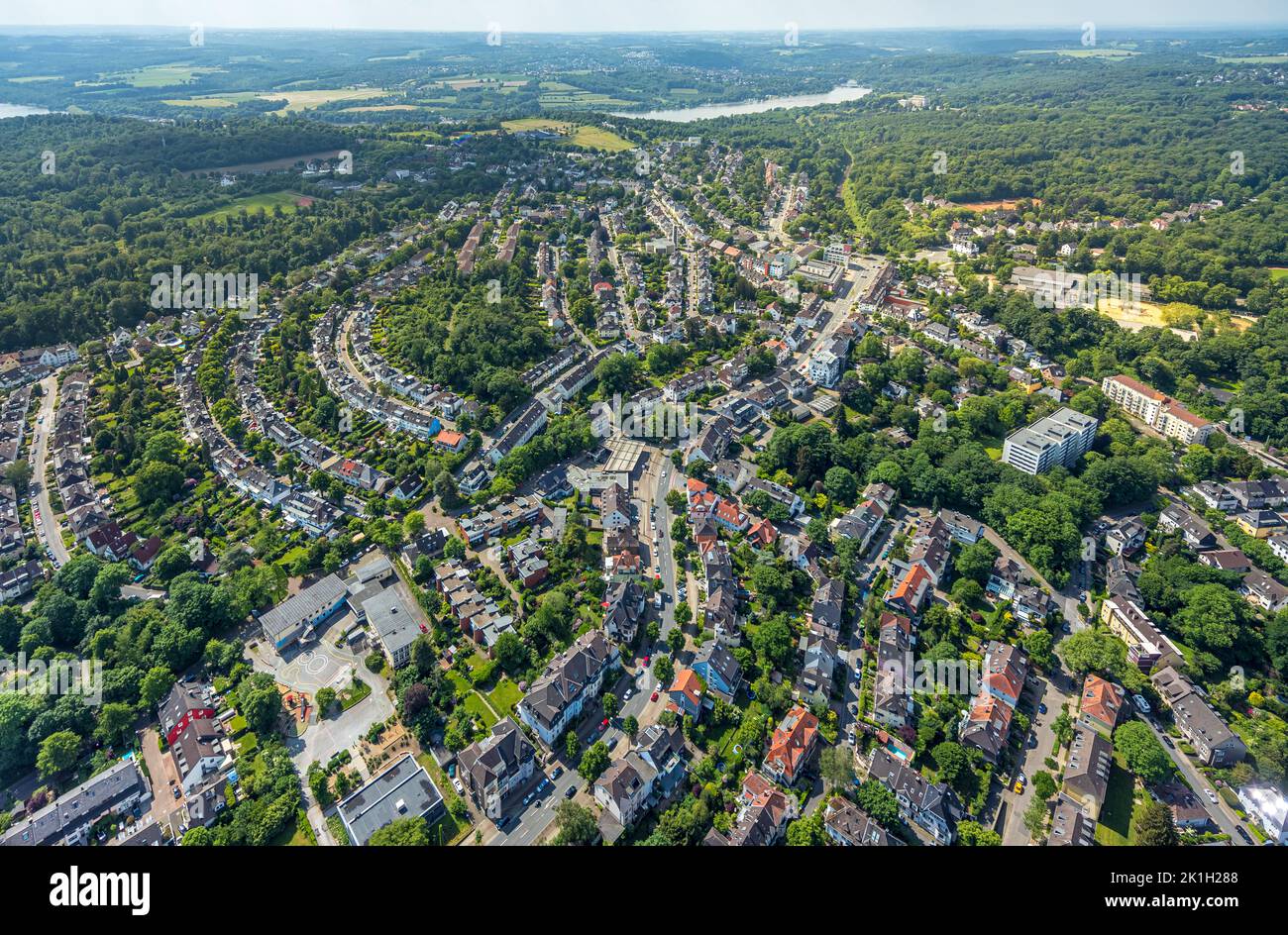 Luftaufnahme, halbrunde Wohnsiedlung Sundernholz und Rüstermark ...