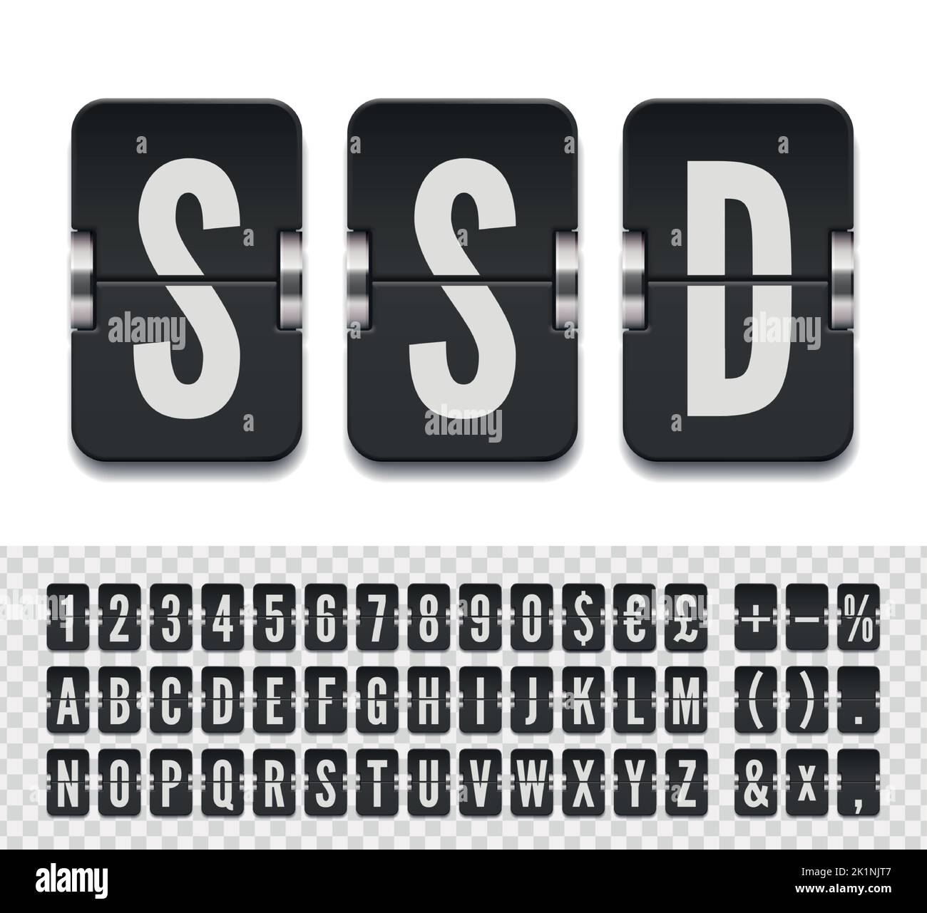 Schriftart für die Anzeigetafel des Terminals, um die Vektorgrafik für ...