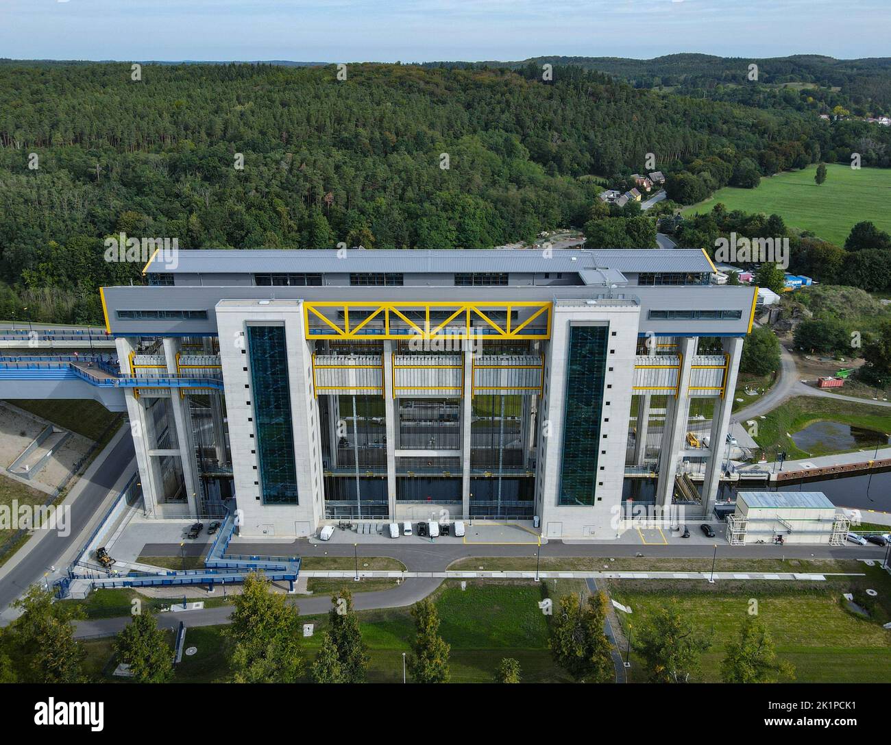 14. September 2022, Brandenburg, Niederfinow: Der neue Schiffshebewerk ...