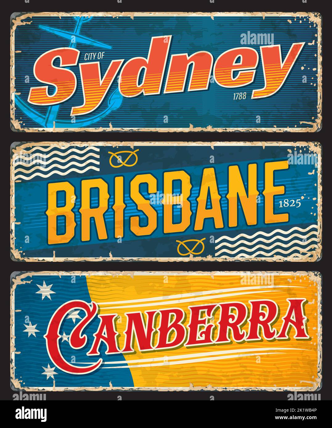 Sydney, Brisbane, Canberra, australische City-Reiseplatten und ...