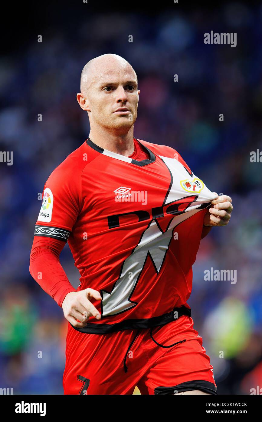 BARCELONA - AUG 19: ISI Palazon feiert, nachdem er beim La Liga-Spiel ...