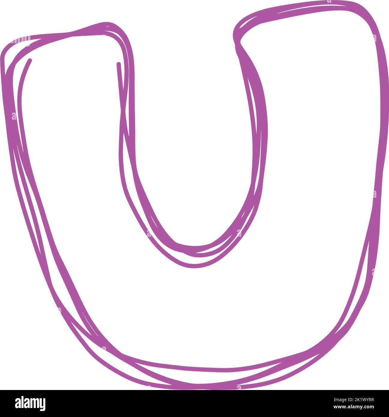 Alphabet U Buchstabe Hand gezeichnet Umriss Strich Zeichnung ...