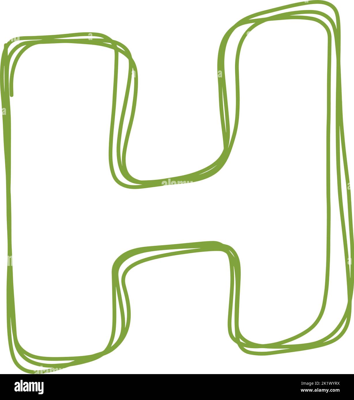 Alphabet H Buchstabe Hand gezeichnet Umriss Strich Zeichnung ...
