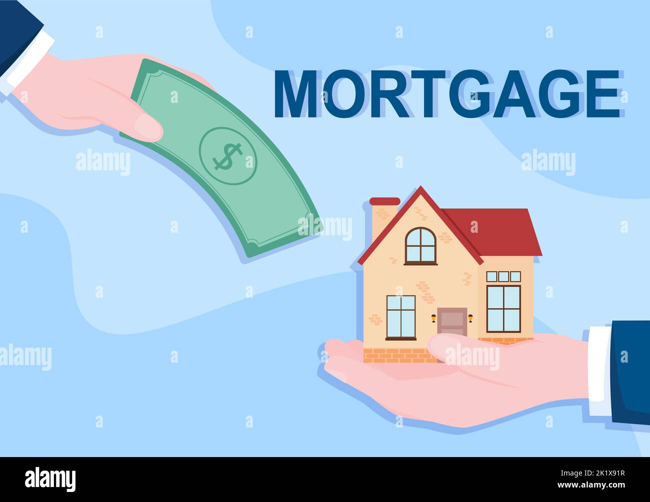 Hypothek-Vorlage Handgezeichnete Cartoon Flat Illustration des Begriffs ...