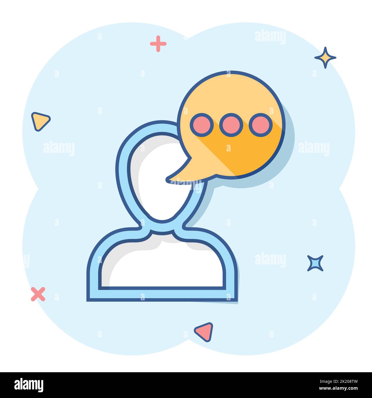 Mann Kopf Verstand denken Symbol im Comic-stil. Sprechblase mit ...