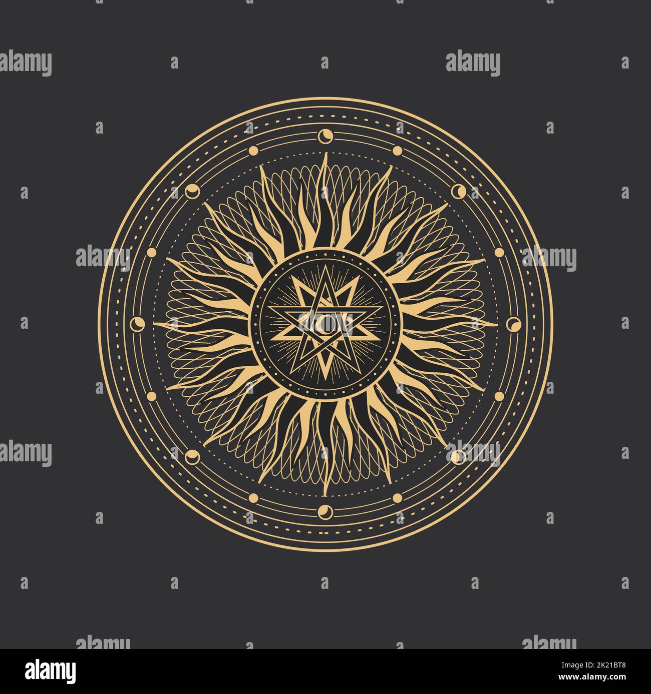Pentagramm, Esoterik, okkulte Magie und Tarot-Symbol, Vektor-Pentacel ...