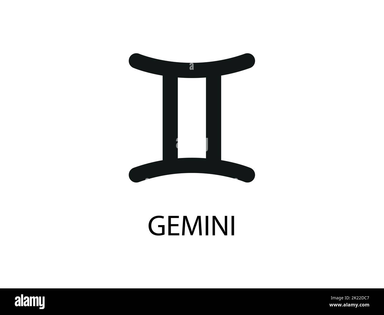 Zwillinge-Symbol des Horoskops. Sternzeichen. Vektor-Illustration von schwarzen astrologischen ...