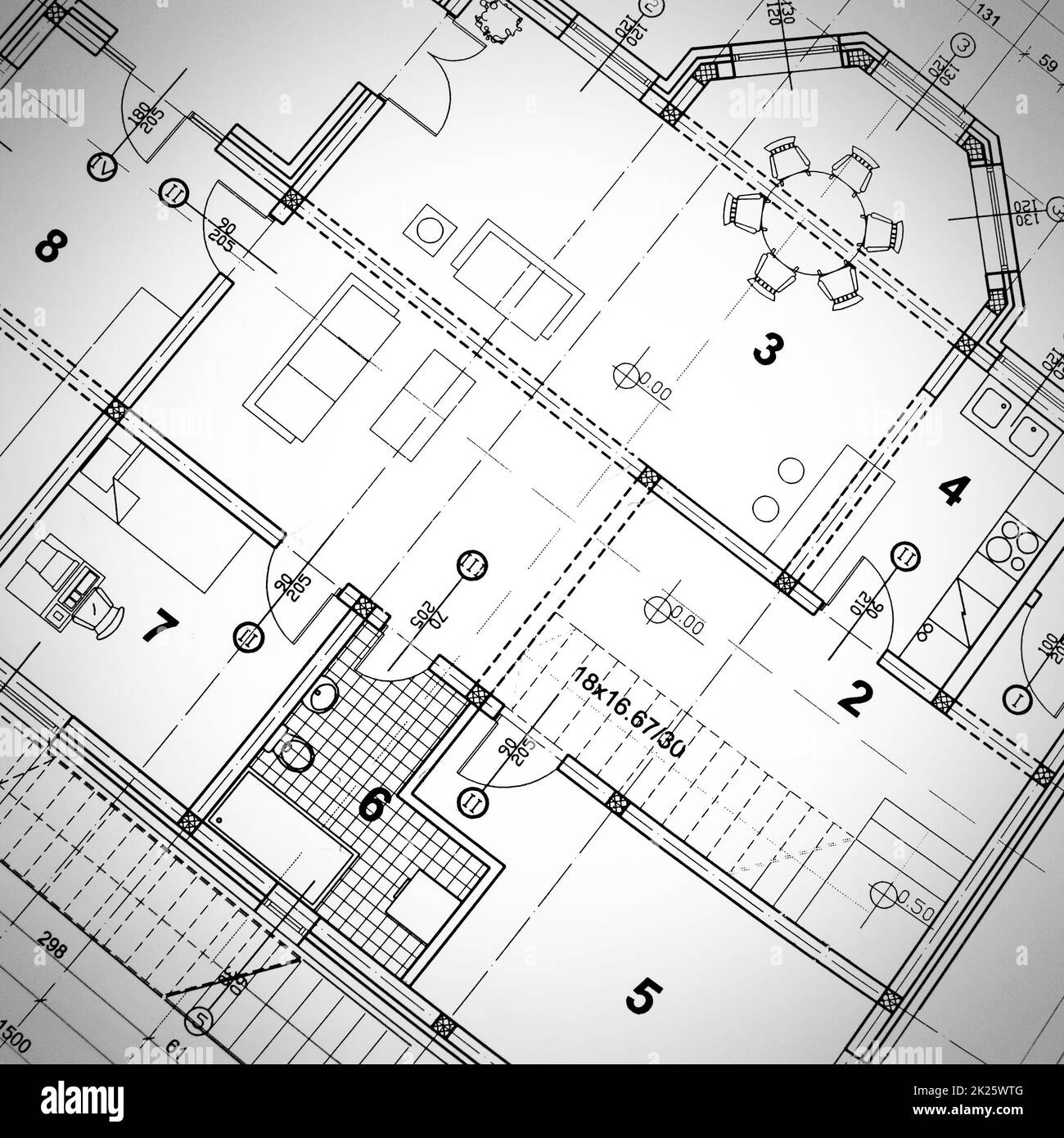 Floor plan background blueprint roll -Fotos und -Bildmaterial in hoher Auflösung – Alamy