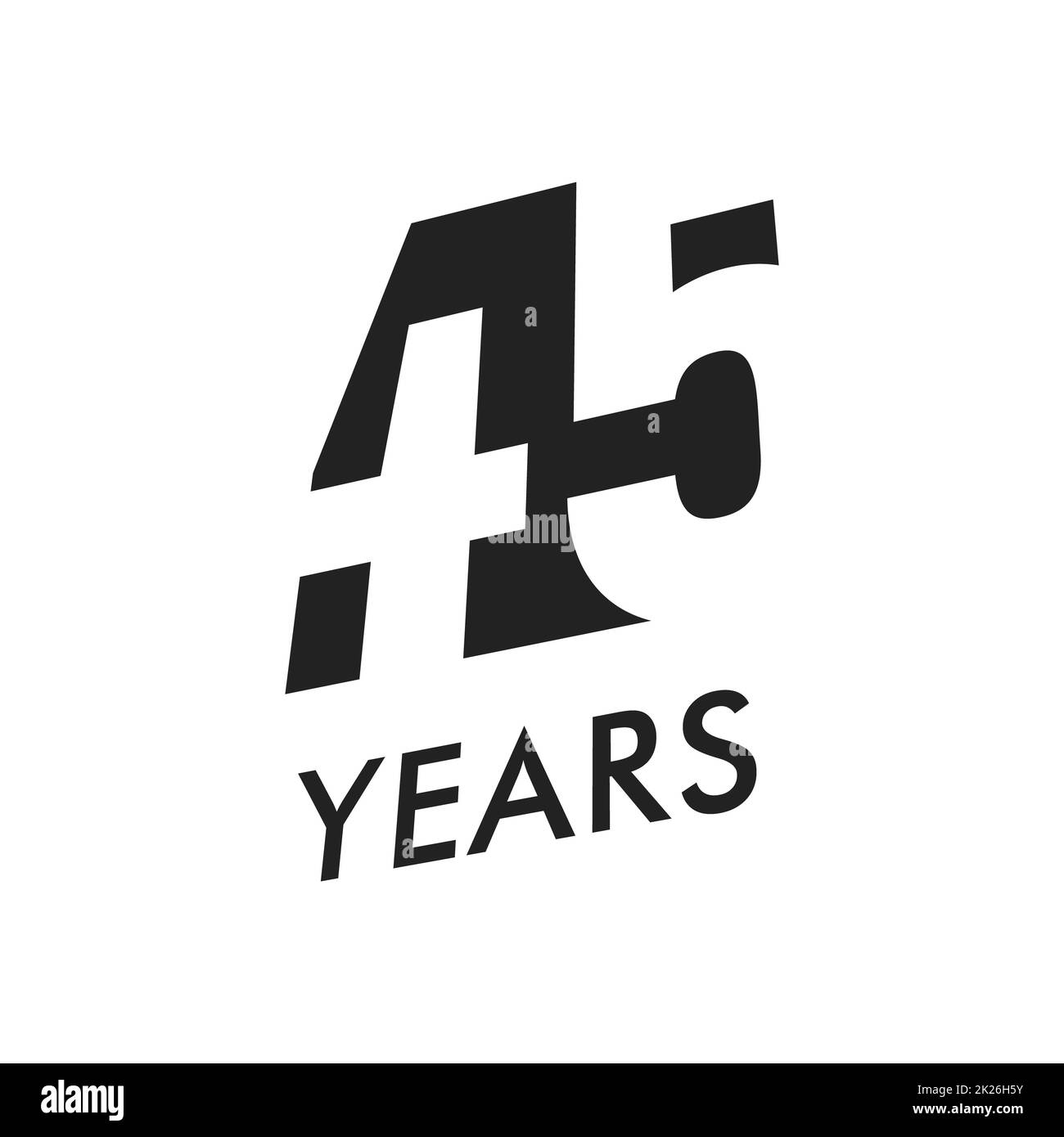 45 Jahre vector Emblem Vorlage. Jahrestag Symbol, negative Space Design ...