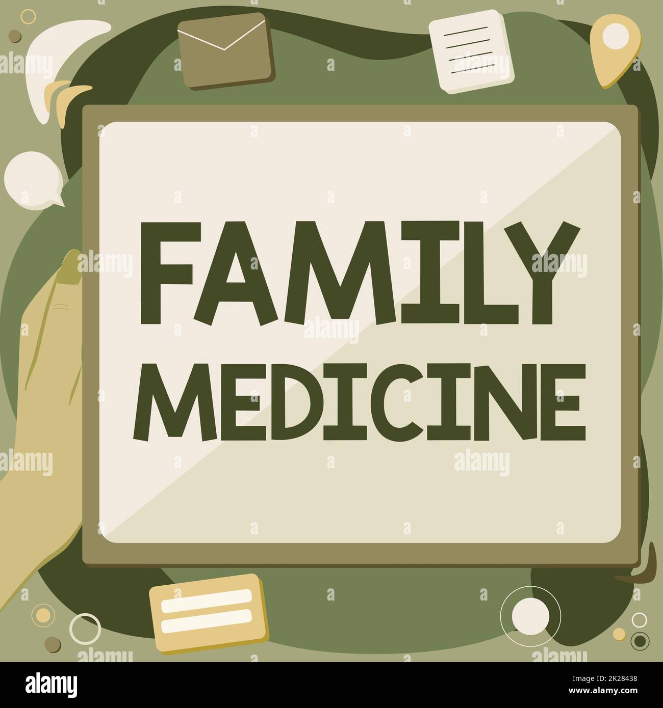 Handgeschriebenes Schild Familienmedizin. Word Writed on designed to ...