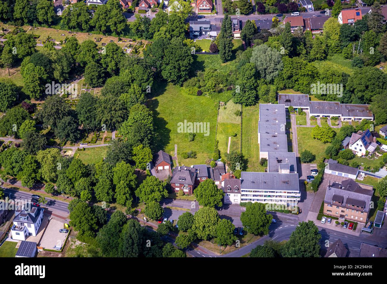 Luftbild, Fläche zwischen Friedhof Mark und Seniorenheim, Uentrop, Hamm ...