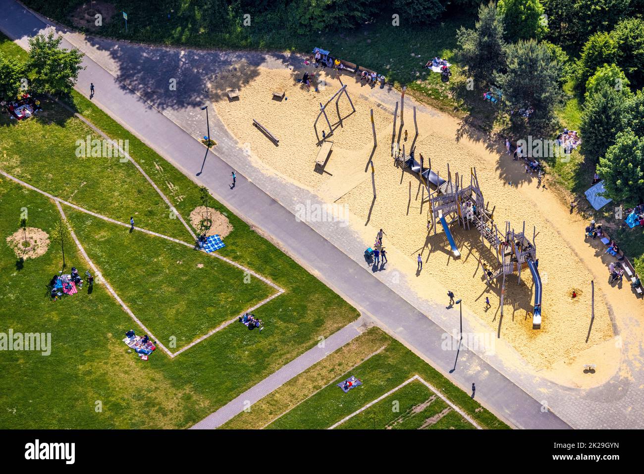 Luftbild, Lippepark Hamm - Schacht Franz, Spielplatz, Herringen, Hamm, Ruhrgebiet, Nordrhein ...