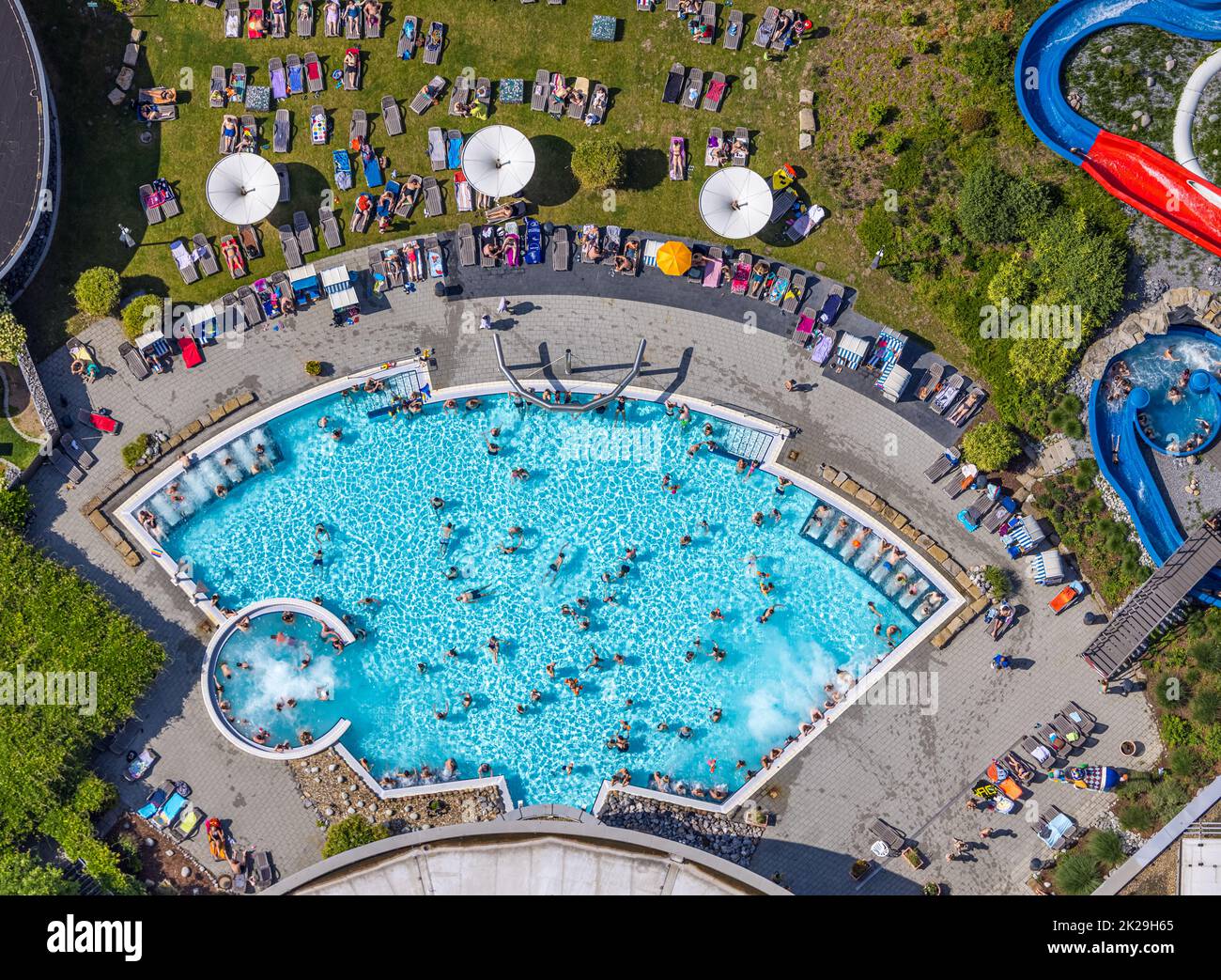 Luftbild, Maximare Erlebnistherme Bad Hamm, Erlebnisbad mit Badegäste ...