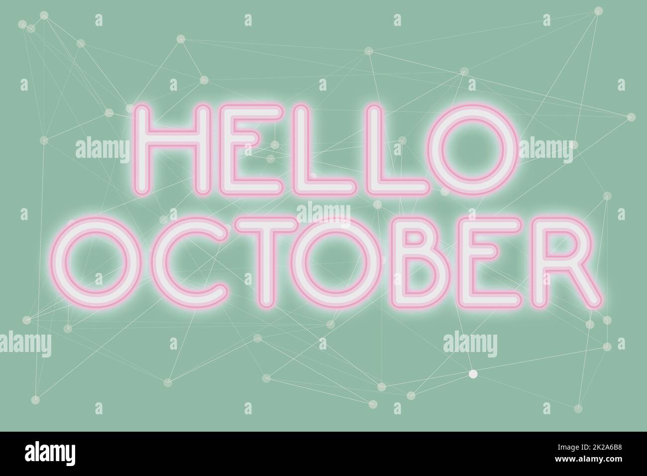 Handgeschriebenes Schild „Hello October“. Begrüßung mit Business ...