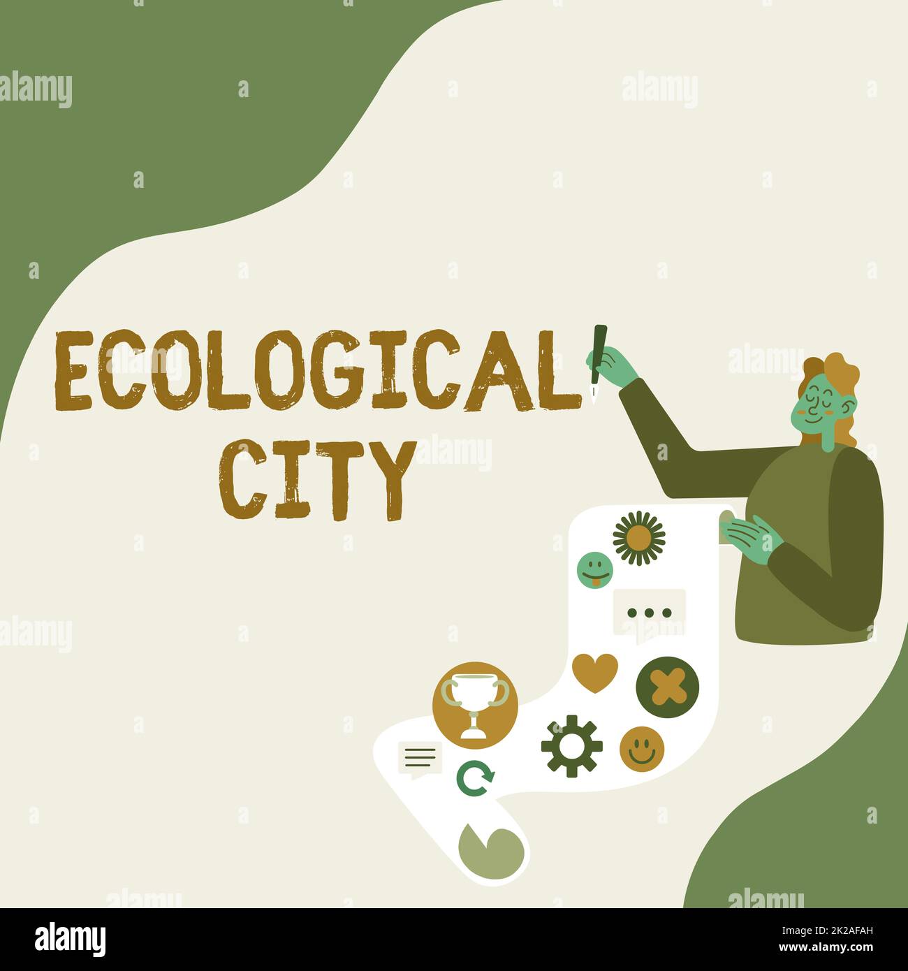 Handgeschriebenes Schild "Ökologische Stadt". Konzeptionelles Foto der ...