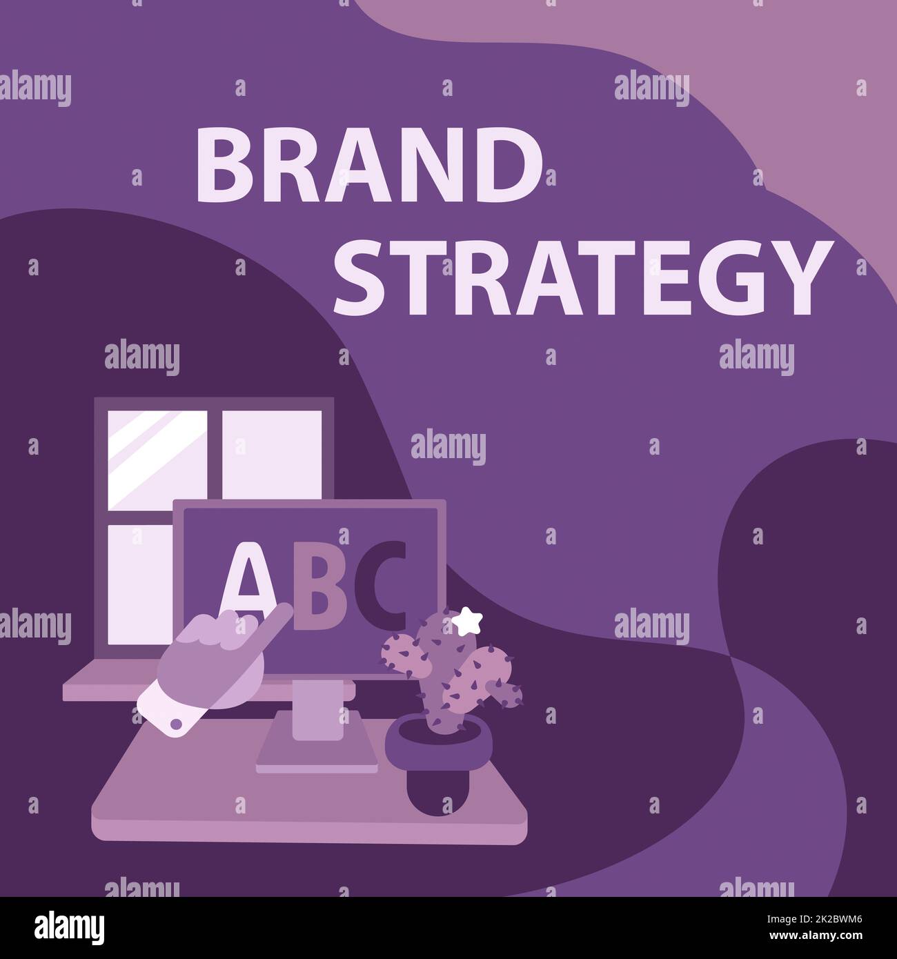 Schild mit Markenstrategie. Konzept bedeutet langfristige ...