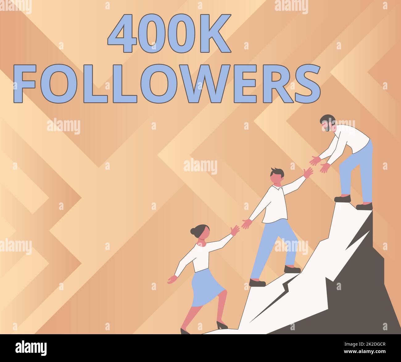 Das Schild zeigt 400K Follower an. Das Unternehmen zeigt die Anzahl der ...