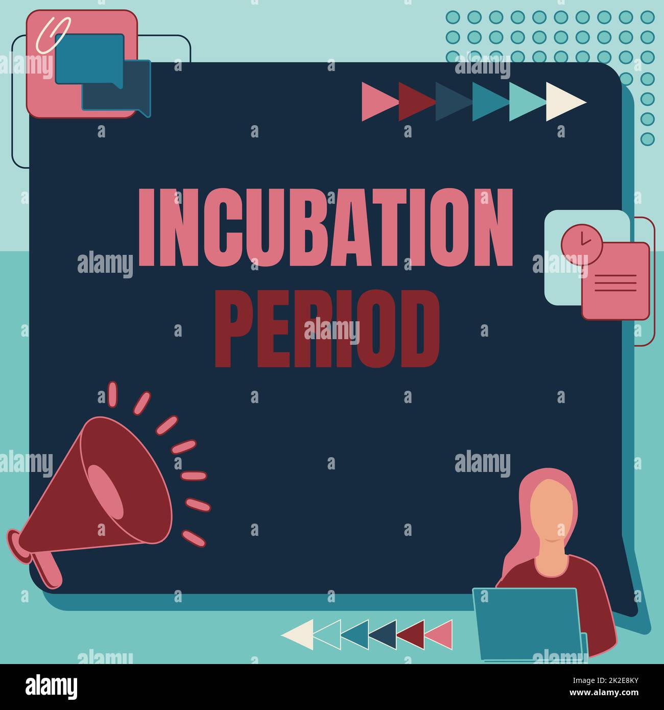 Inspiration zeigt Zeichen Inkubationszeit. Geschäftsansatz verstrichene ...