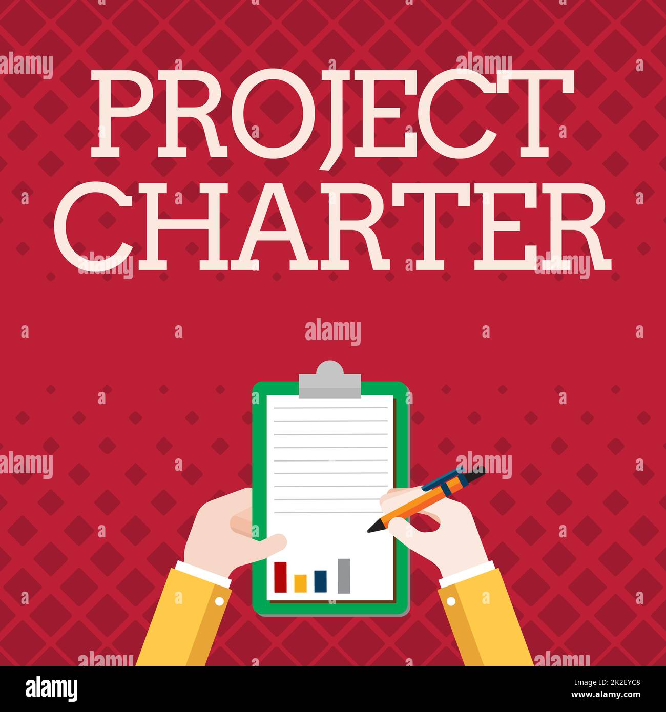 Handschriftlicher Text Project Charter. Geschäftsüberblick ...