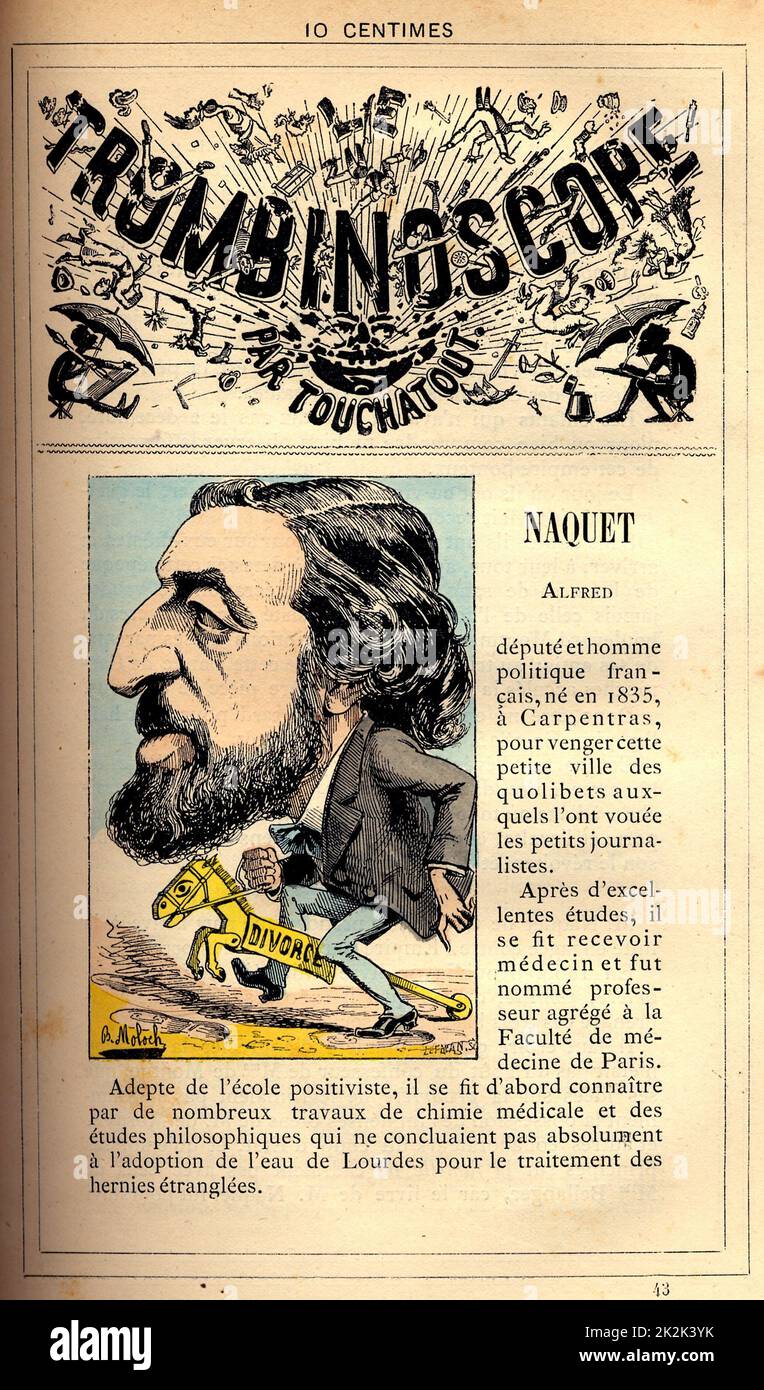 Karikatur von Alfred Naquet (1835-1916), in : 'Le Trombinoscope' von ...